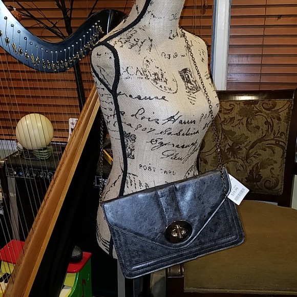 MMS Design Studio | Bags | Mms Dark Gray Clutch With Chain | Poshmark
